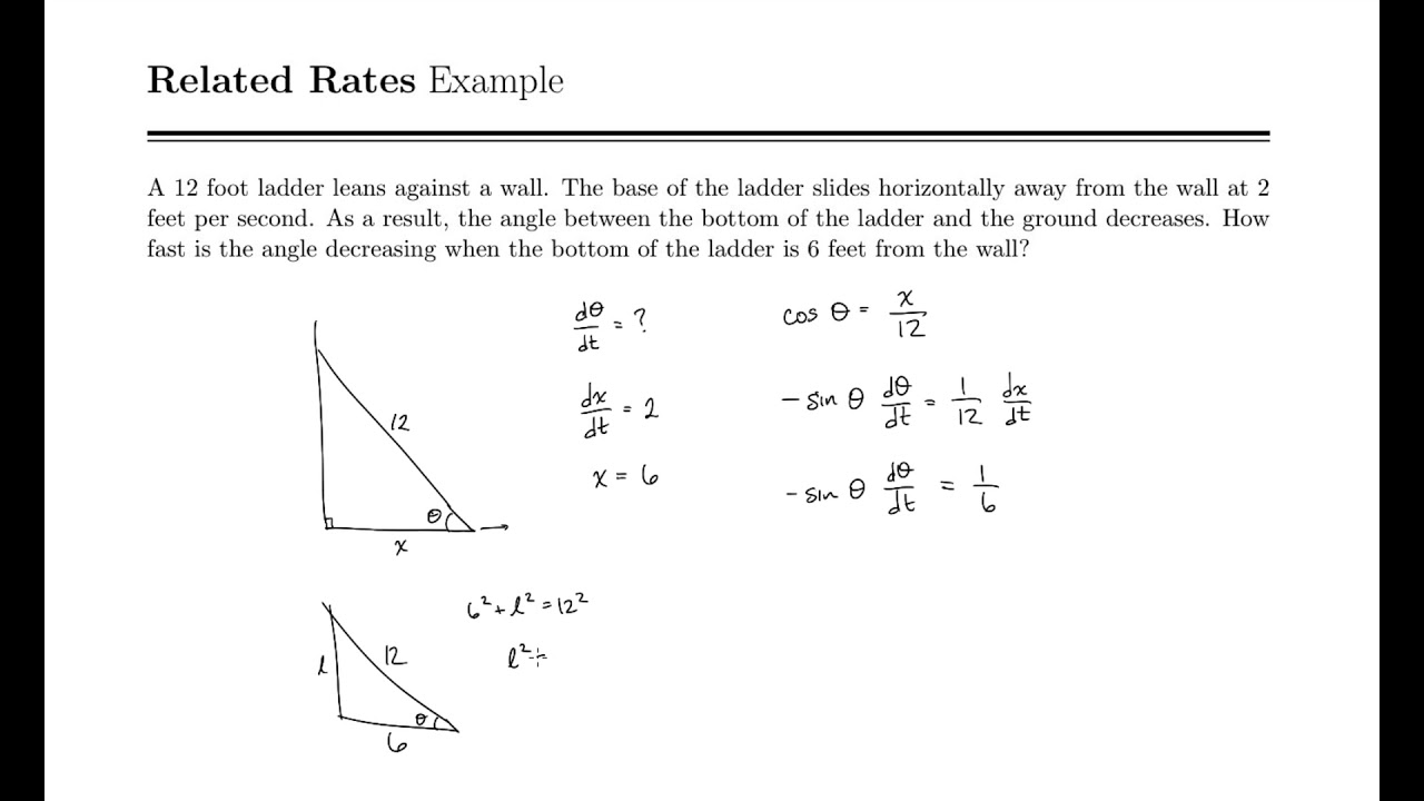 Example Related Rates 5 YouTube Example Related Rates 5 YouTube