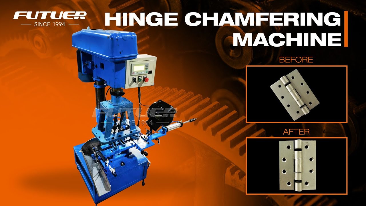 Hinge Chamfering Machine,manual feeding, simultaneous chamfering on both sides - YouTube