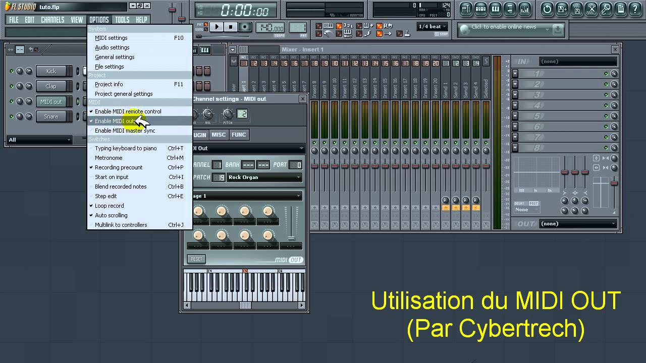 Utilisation des channels MIDI OUT (Cybertrech - Tuto FL Studio) - YouTube