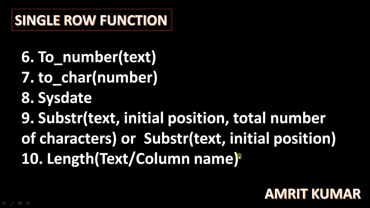 #35 CHR(NUMBER) FUNCTION USED IN ORACLE BY MR. AMRIT KUMAR - YouTube
