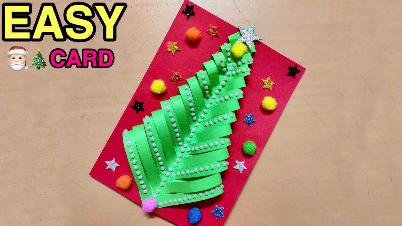 Christmas Card with Xmas Tree | Diy Easy Handmade Merry Christmas ...
