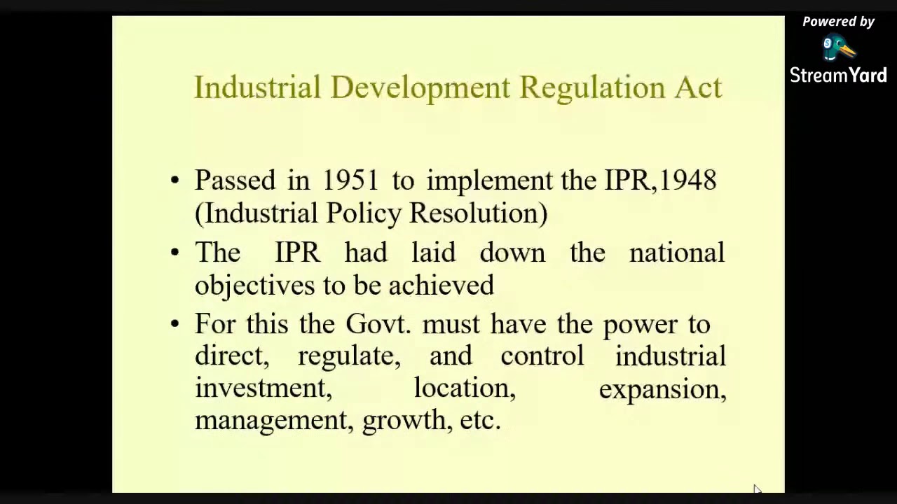 Industrial Development Regulation Act (IDRA), 1951, 01 - YouTube