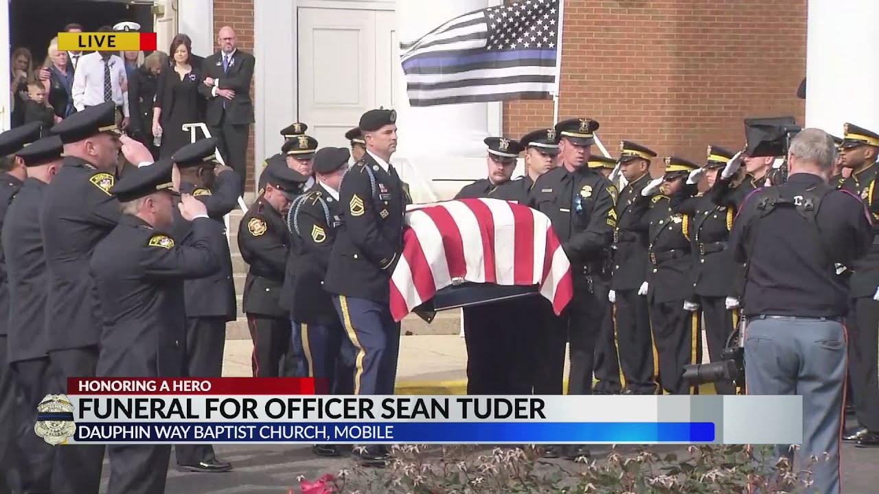 Officer Sean Tuder's casket carried to the hearse - YouTube