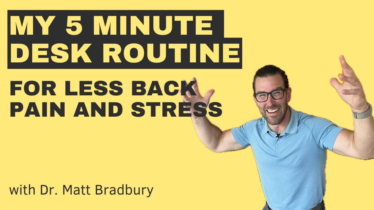 5 minute desk routine for less back pain and stress - YouTube