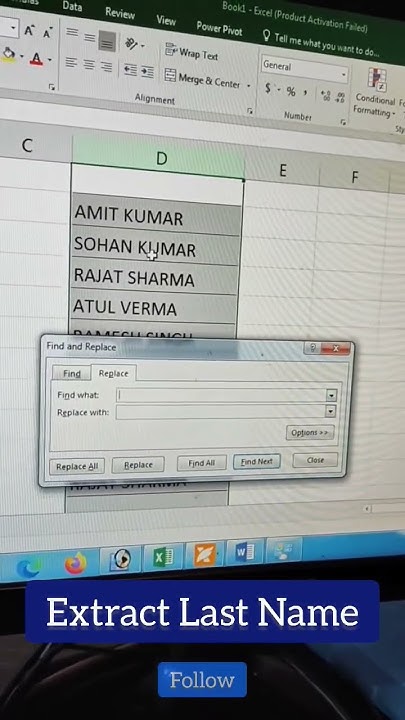 Extract Last Name in Excel | 👉 Find and Replace | #shorts #exceltricks #msexcel #exceltips - YouTube