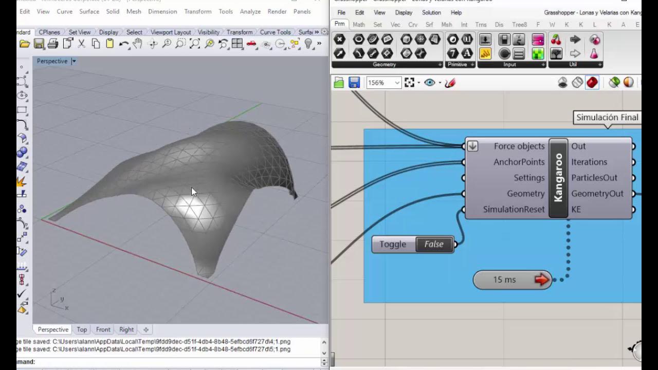 Grasshopper 3D - Lonas con Kangaroo #grasshopper3d #rhinoceros3d #rhino3d #kangaroo3d # ...