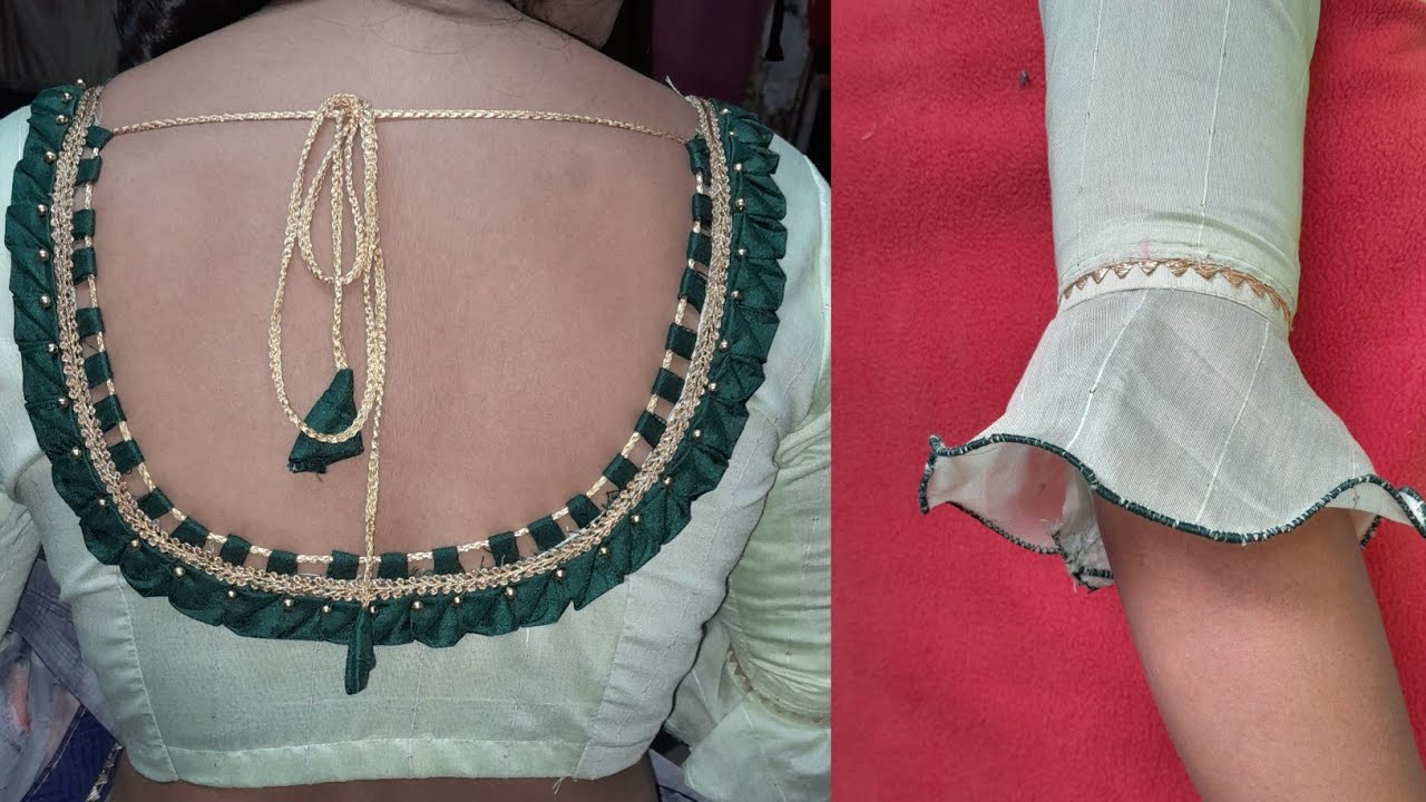 New frill blouse design ||Back neck blouse design cutting and stitching ...