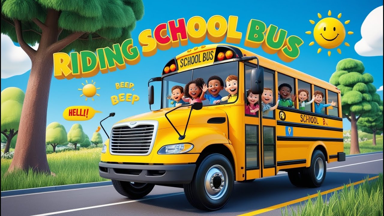 Riding on the School Bus | School Bus Song | Nursery Rhymes for Kids ...