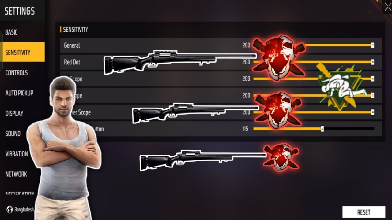 Sensitivitas headshot otomatis Sniper M24 free fire || pengaturan ...