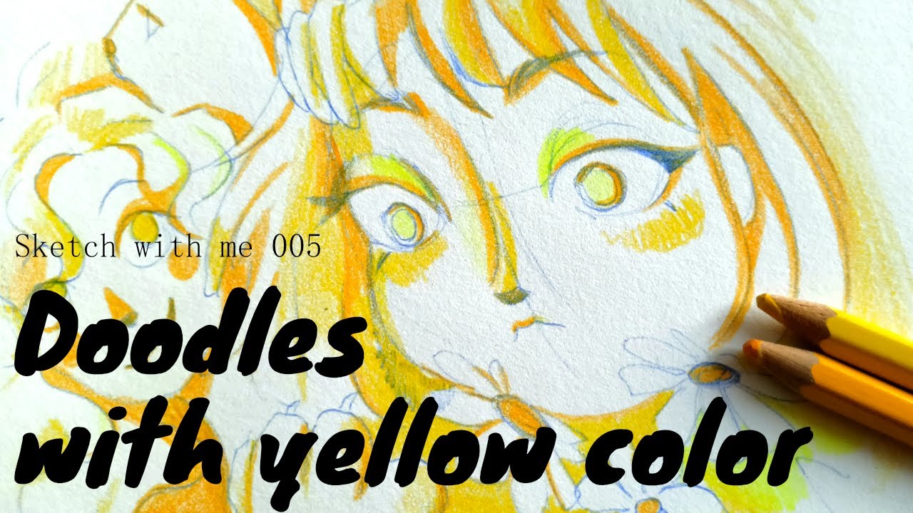 Doodles with yellow color | Sketch with me 005 - YouTube