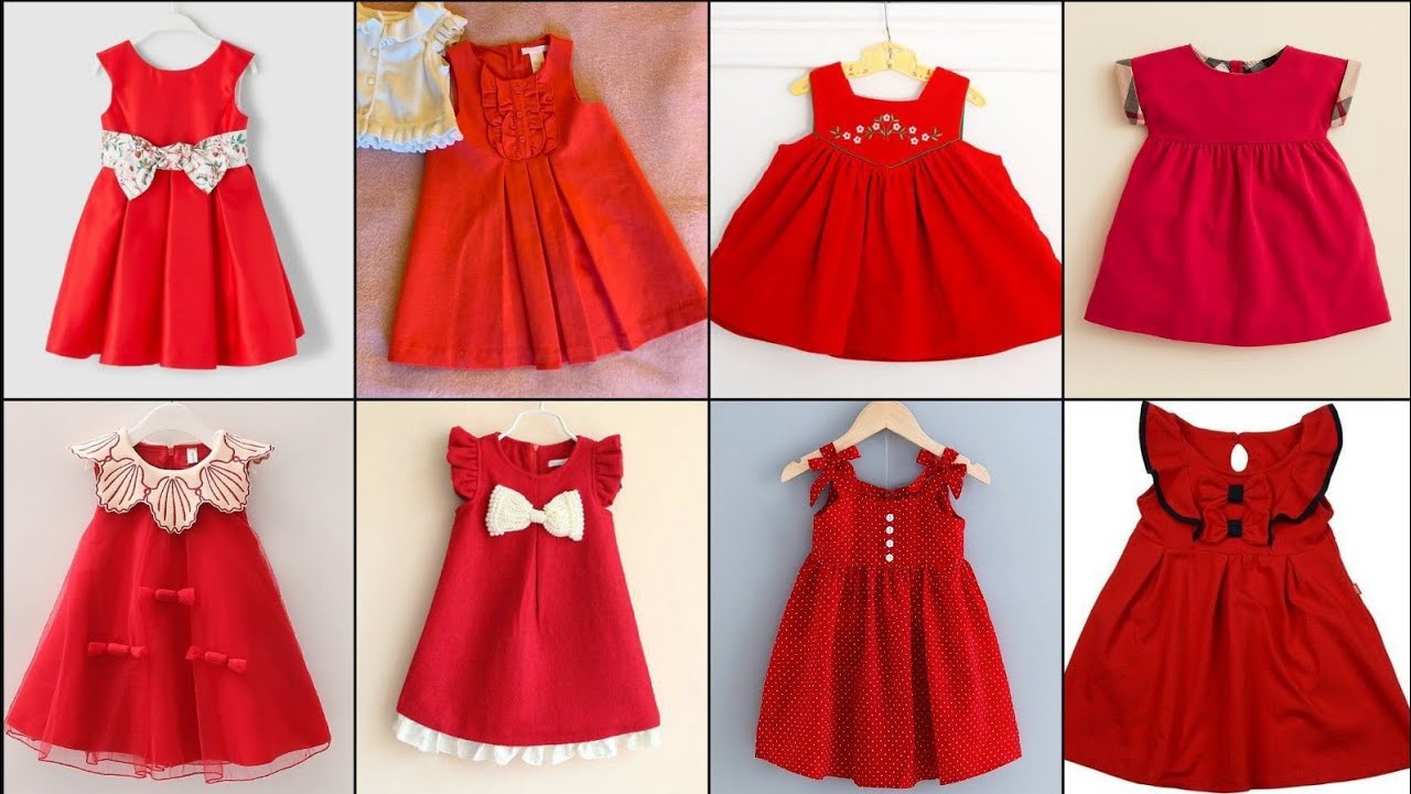 Soo trendy red color baby girls frocks designs and different ideas ...