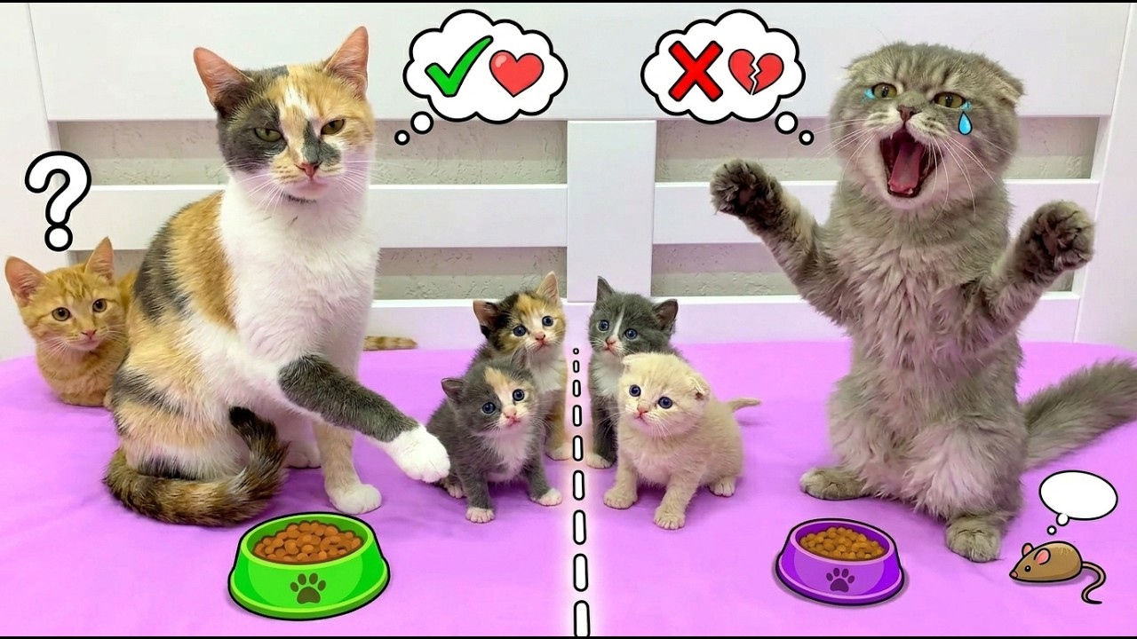 Two cat moms couldn't split kittens | Who will the cute kittens stay ...