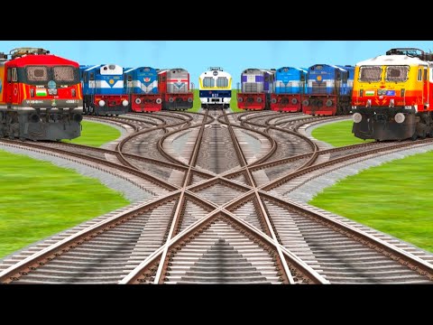 9*Trains Crossing At Daimond 🕉️ Railroad Track!! train sim game!! train ...