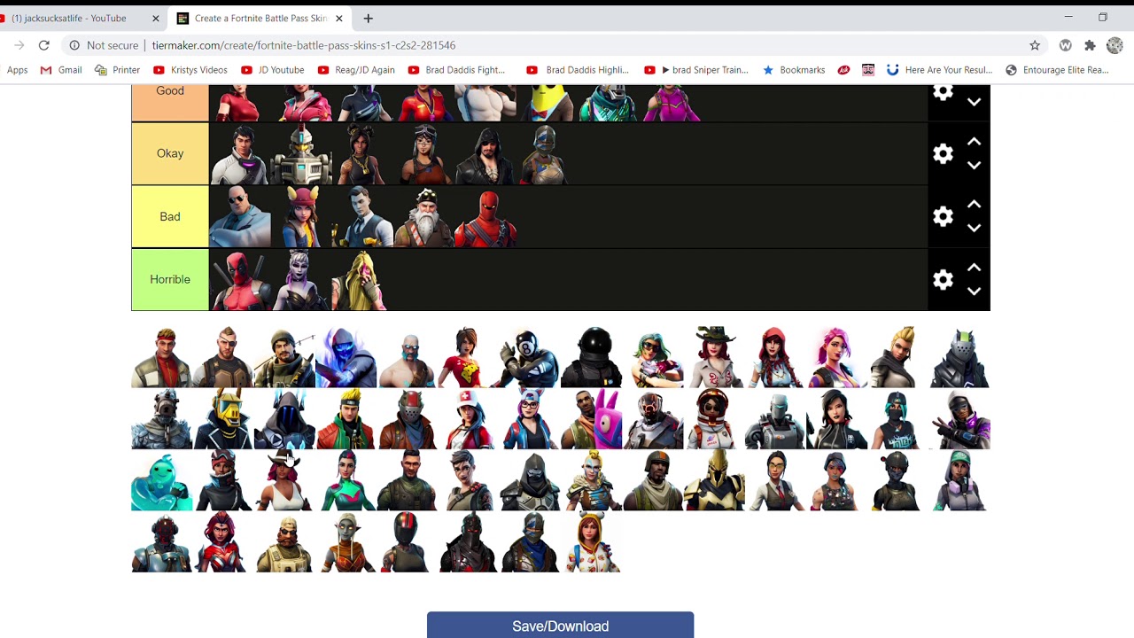 making fortnite tier lists! - YouTube