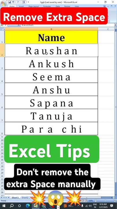 Remove Extra Space in Excel | Remove extra space in just one click #exceltips # ...