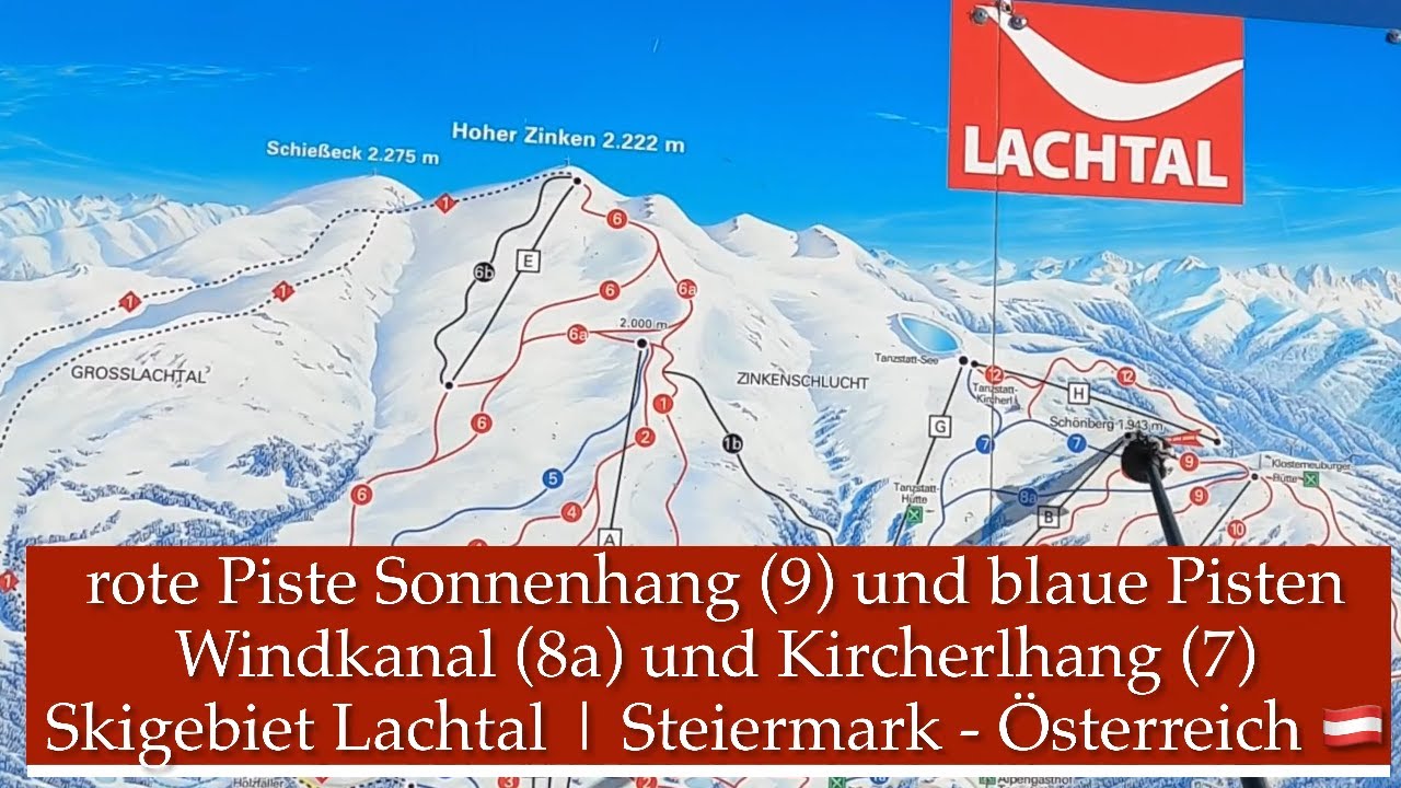 rote Piste Sonnenhang und blaue Pisten Windkanal und Kicherlhang ...