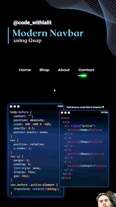 Modern Navbar Using Gsap Css Coding Css3 Html Cssanimation Cssworld 2024 Youtube