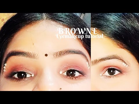 Easy Brown eye makeup with stone bindi। (step by step)for beginners ...