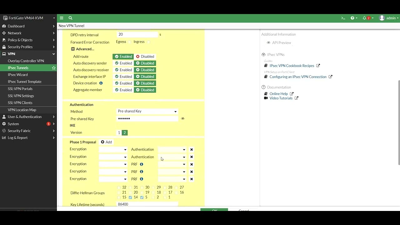 How to Setup IKEv2 Route Based IPSec VPN Tunnel on FortiGate Firewall ...