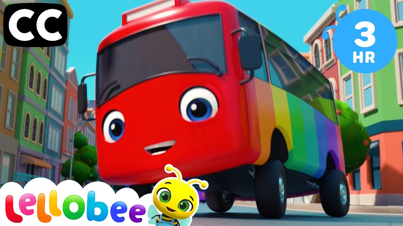 10 Little Yellow, Blue and Green Buses | Nursery Rhymes with Subtitles ...