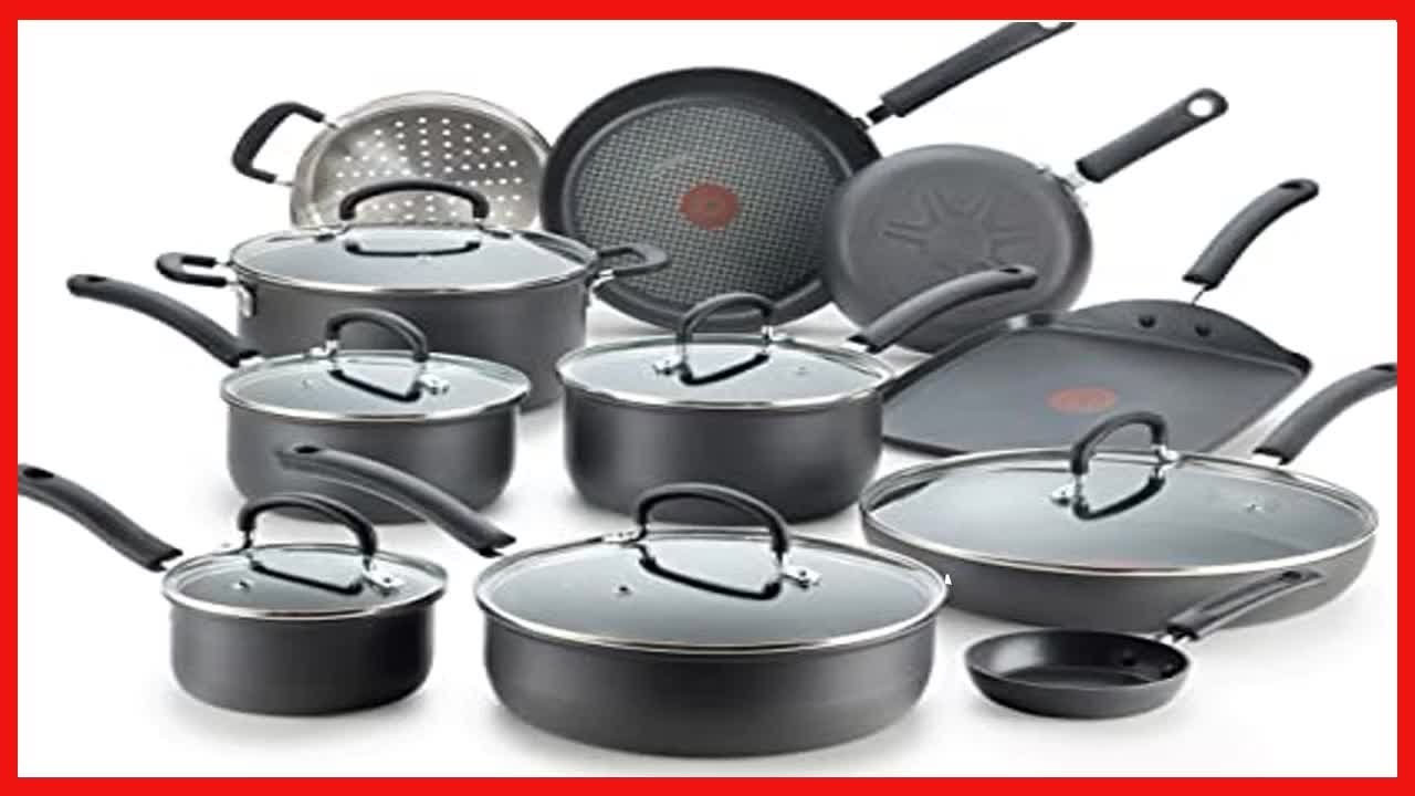 T fal Ultimate Hard Anodized Nonstick 17 Piece Cookware Set, Black ...