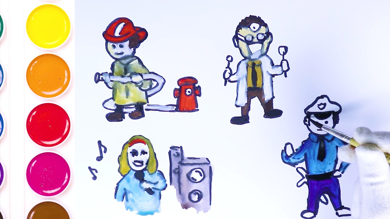 How To Draw Jobs and Professions/ Как нарисовать профессии/ Cómo ...