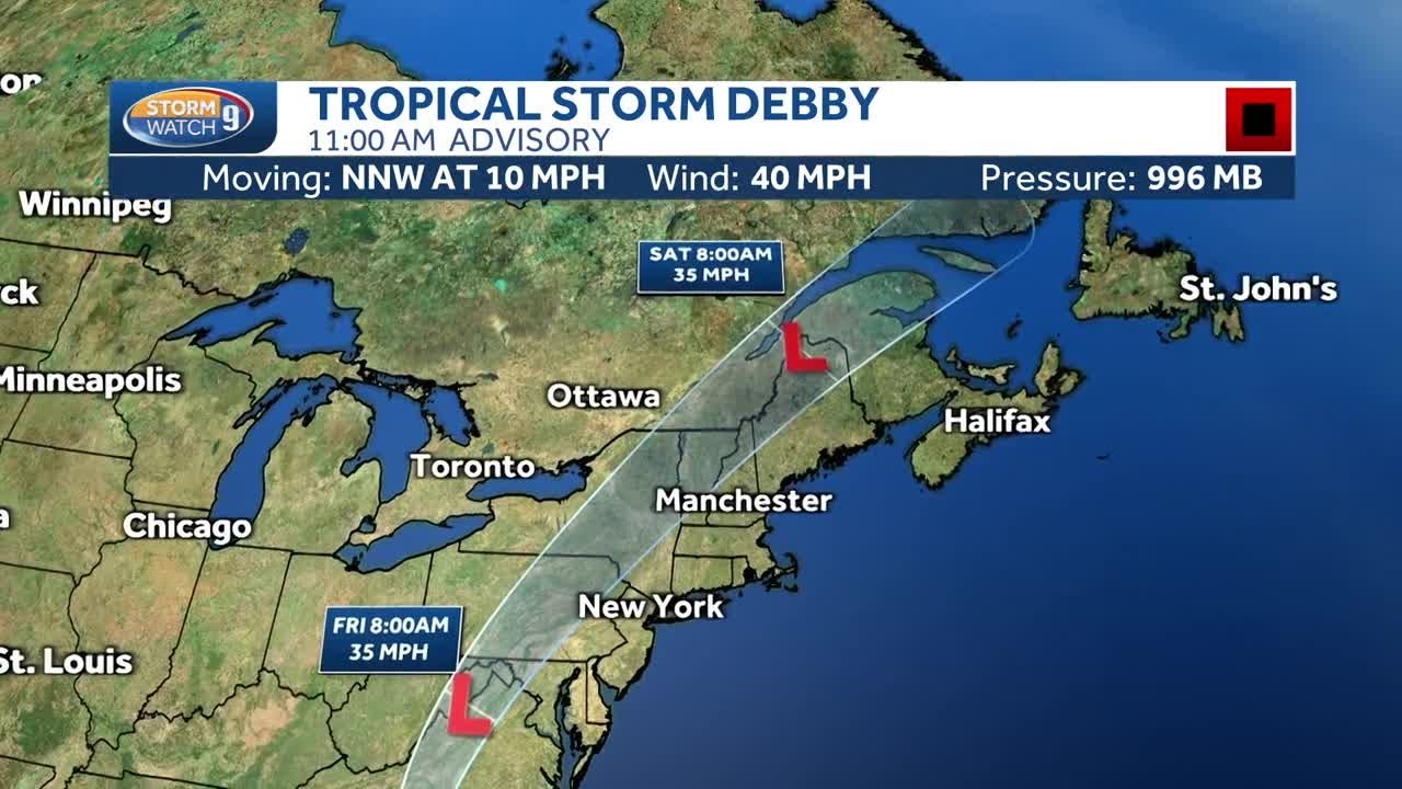 Tracking Tropical Storm Debby: Storm heading toward New Hampshire - YouTube