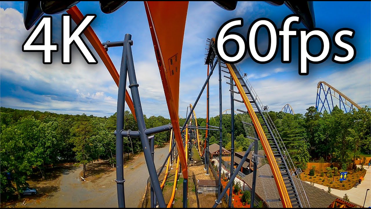 Jersey Devil Coaster horizon leveled front seat on-ride 4K POV @60fps ...