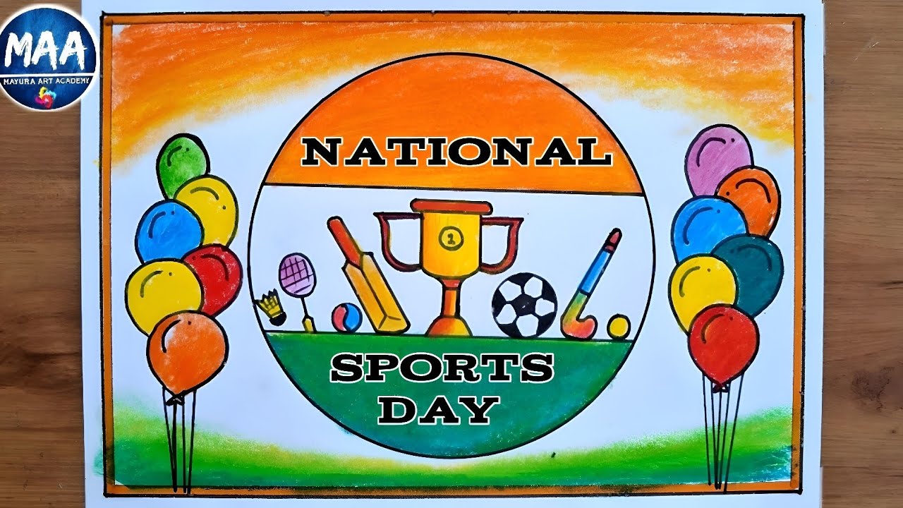 How to Draw National Sports Day | National Sports Day Drawing | Sports ...
