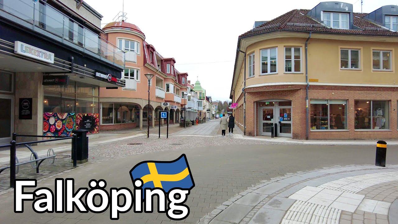 Sweden, walking tour of the town Falköping - YouTube