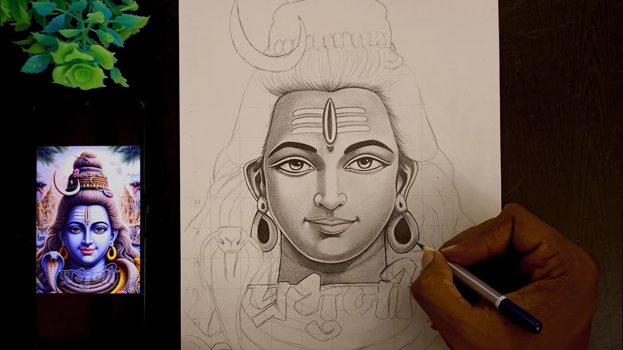 How to draw Shiv Ji, Shiv ji drawing step by step - YouTube