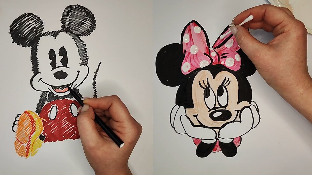 How To Draw Mickey and Minnie Mouse | Walt Disney | Step By Step ...
