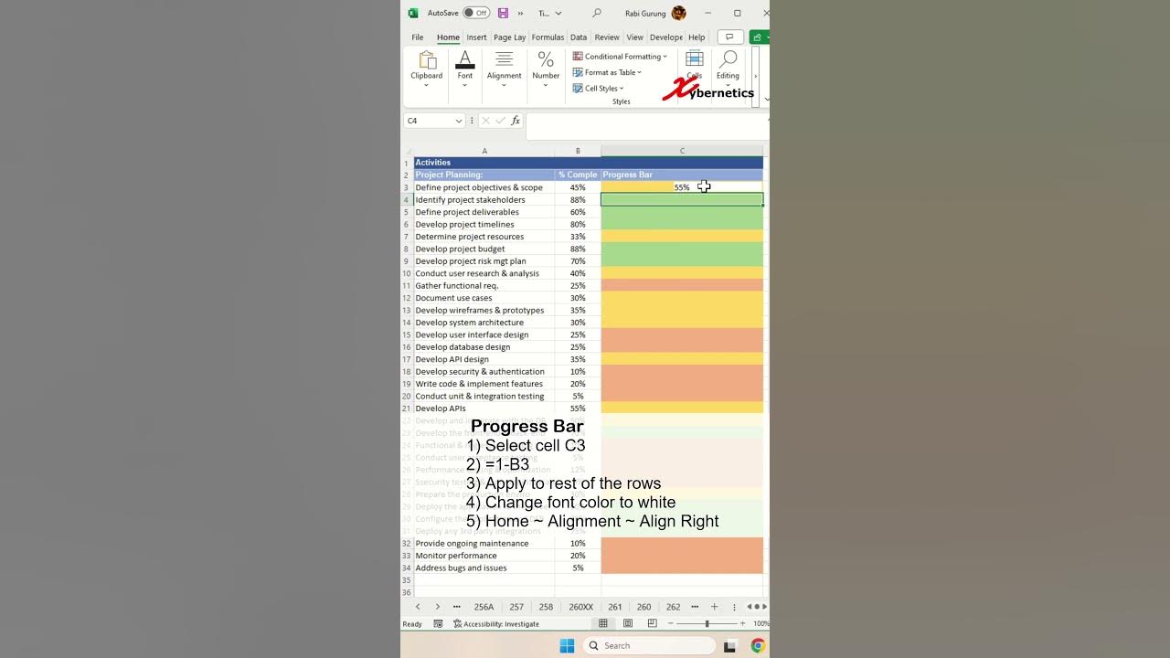 How to create progress bars in Excel with conditional formatting? - PART 2 - Excel Tip and ...