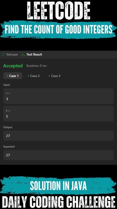 LeetCode : 3272. Find the Count of Good Integers💛🖤 Solution link👆🏻🔗 #leetcode #java #coding # ...