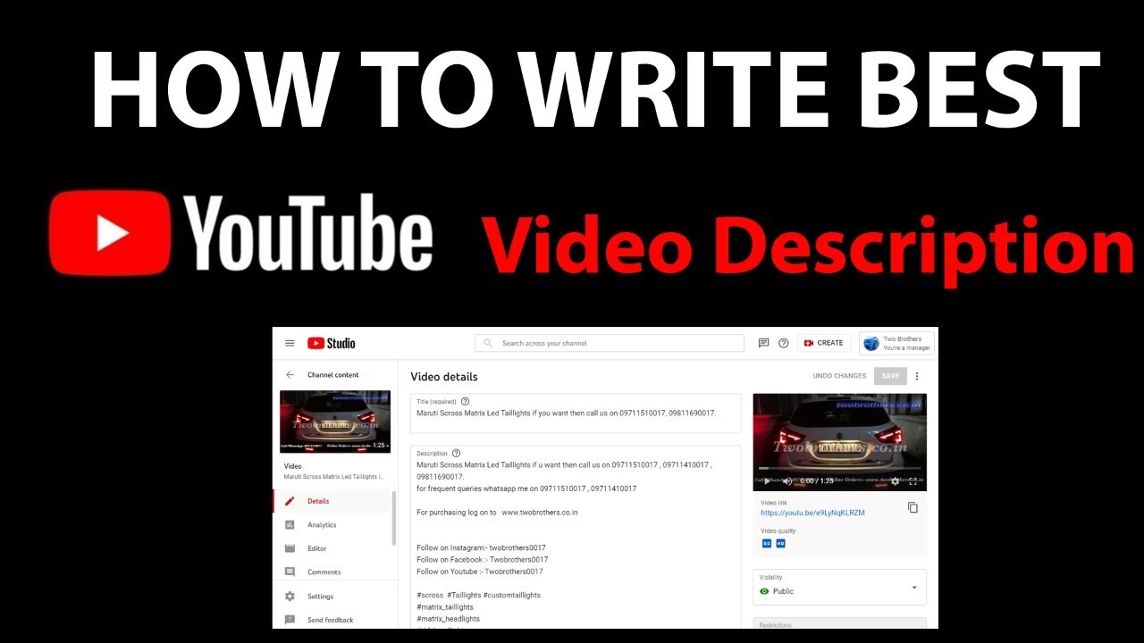 How to Write Best YouTube Video description | YouTube Video Description ...