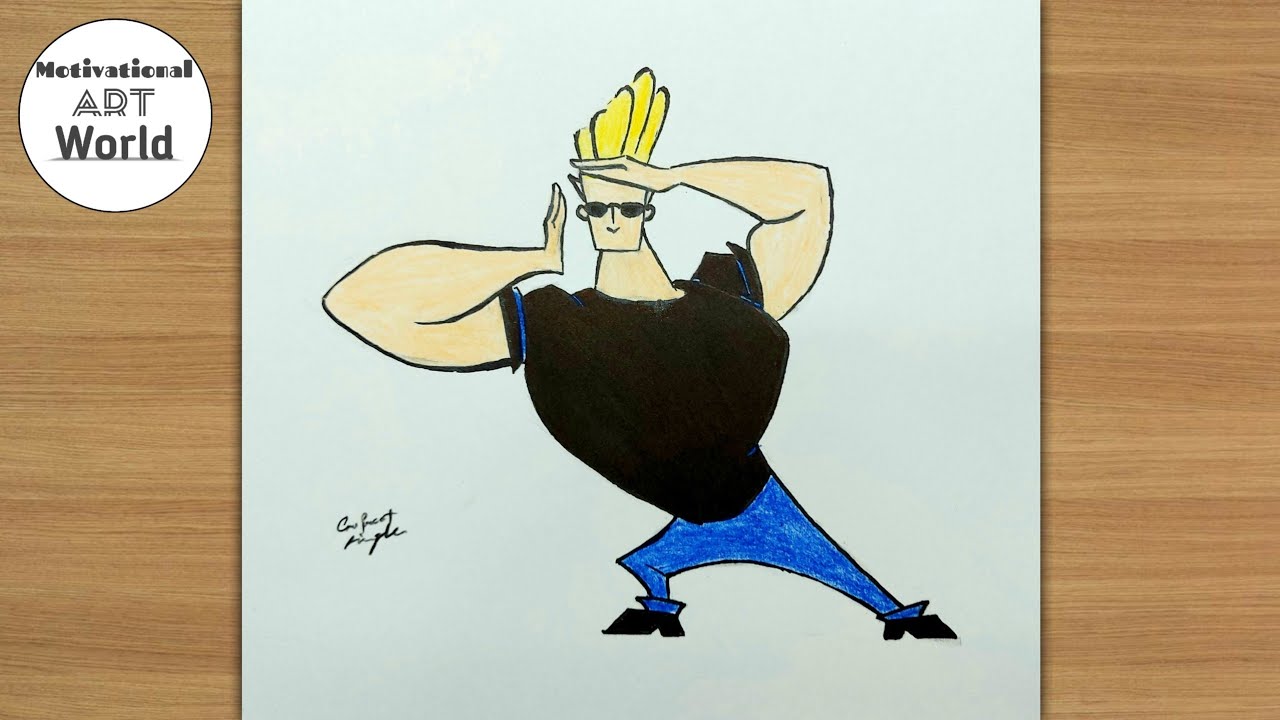 how to draw johnny bravo | johnny bravo drawing | pencil colour drawing ...