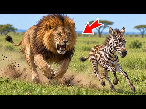 Aslan yavru zebrayı neredeyse yakalamıştı. Ama bir saniye sonra her şey değişti!