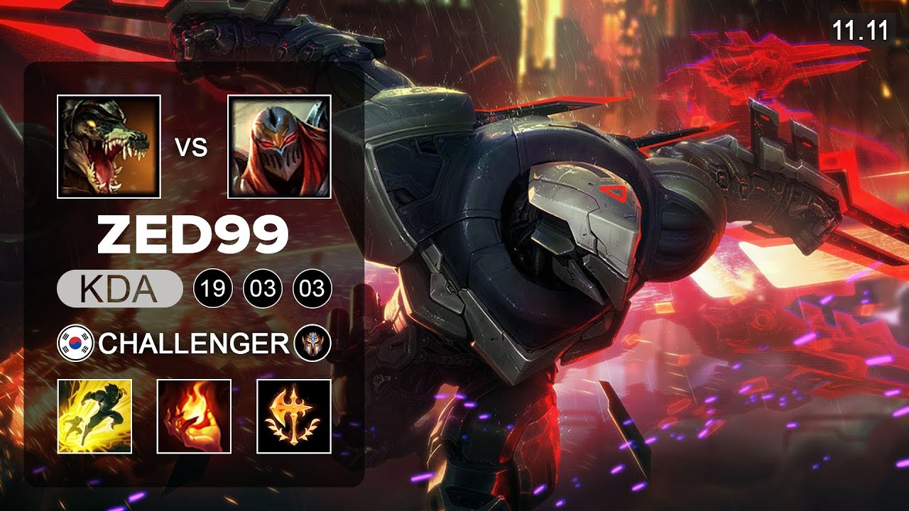 ZED99 Zed Mid vs Renekton - KR Challenger Patch 11.11 - YouTube
