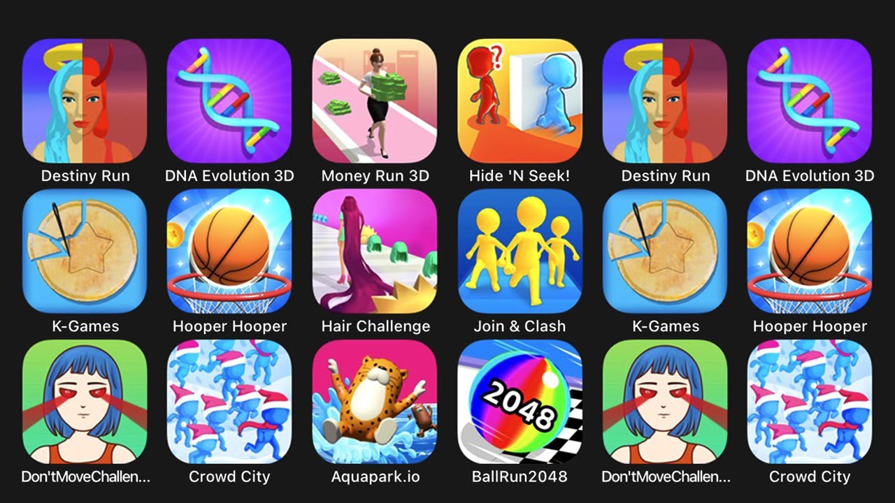 Destiny Run, DNA Evolution 3D, Money Run 3D, Hide 'N Seek, K - Grames ...