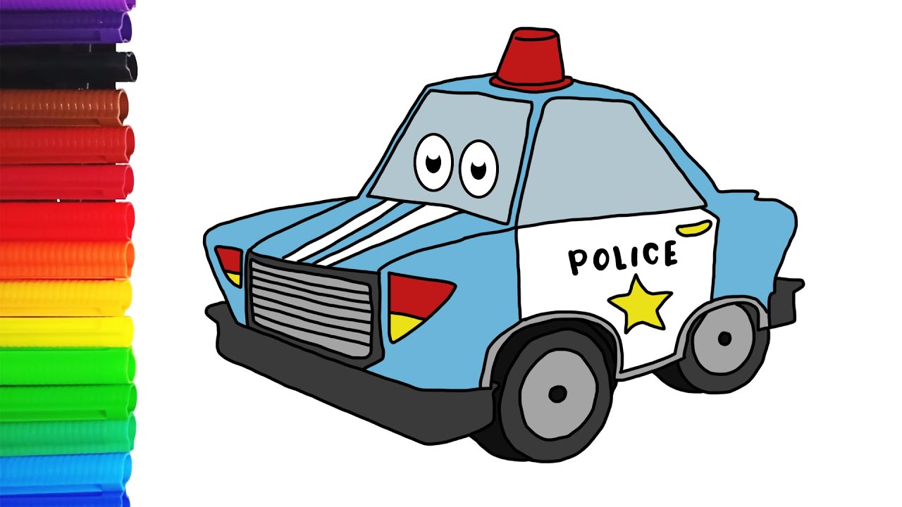 Police Car Drawing & Painting for Toddlers and Kids | Drawing and ...