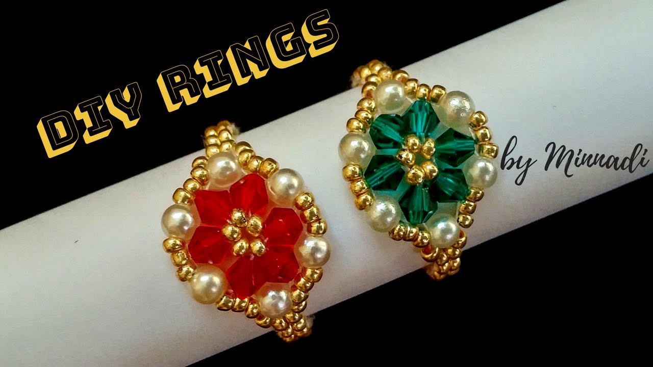 Beaded ring tutorial. How to make beaded rings. DIY RINGS 👐🏽🌺🌸🌷 ️🍇🍄 ...