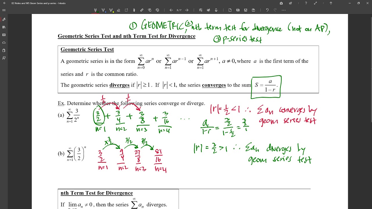 02 Geometric-nth term-pseries tests - YouTube
