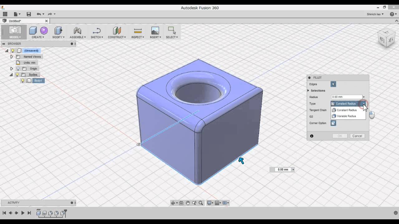 Fusion360 Fillet - YouTube