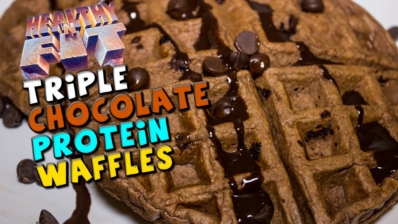 Triple Chocolate PROTEIN Waffles Recipe (Healthy 'N Fit) - YouTube
