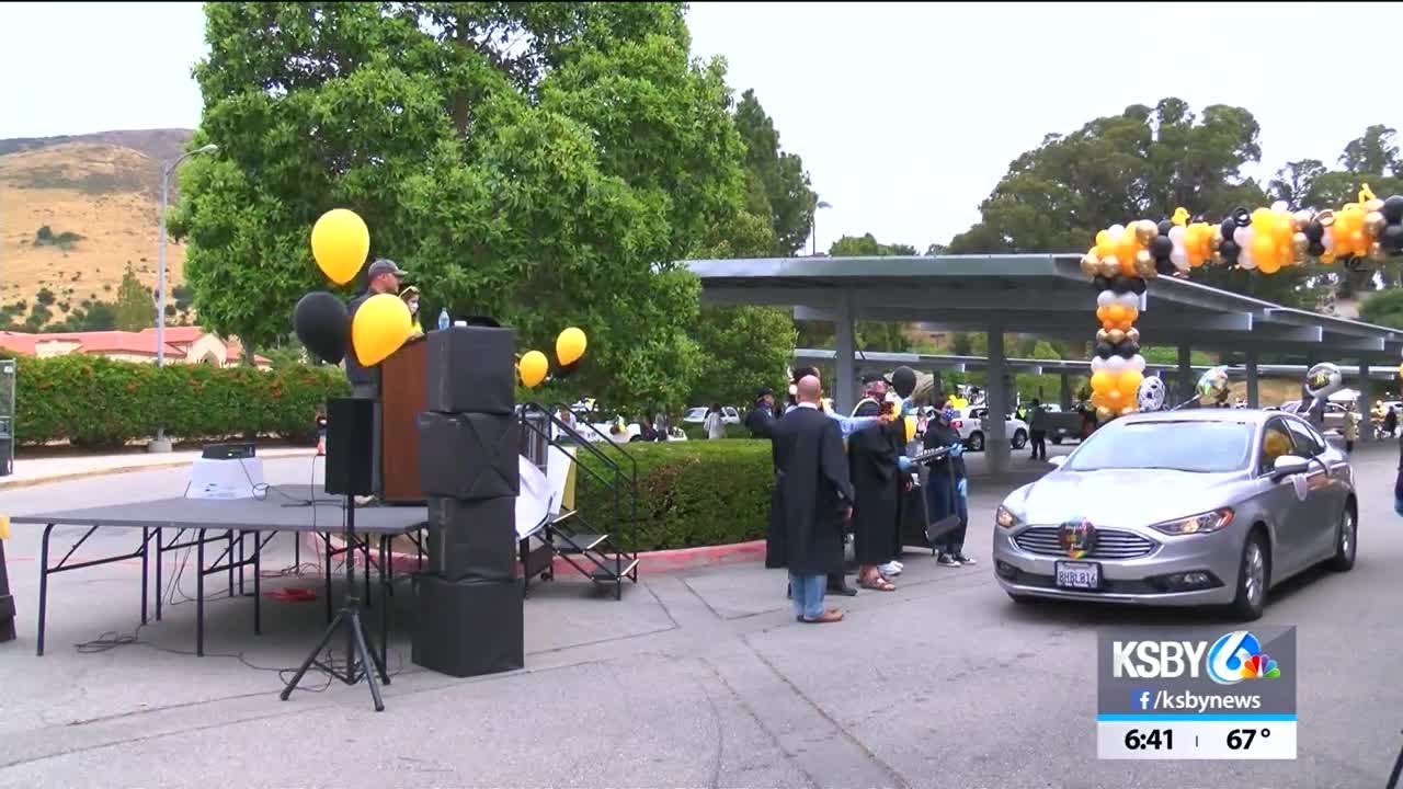 SLO High School holds drive-thru graduation ceremony - YouTube