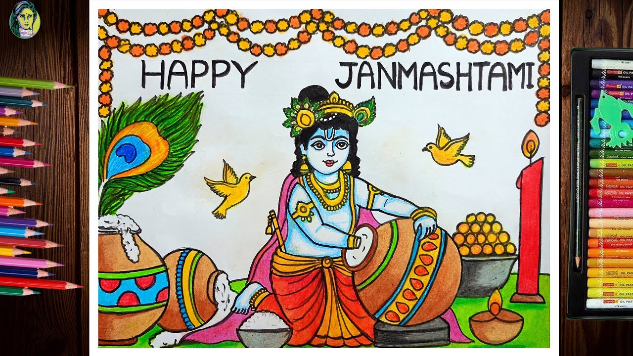 Happy Janmashtami Drawing Easy | Janmashtami Special Drawing Easy | How ...