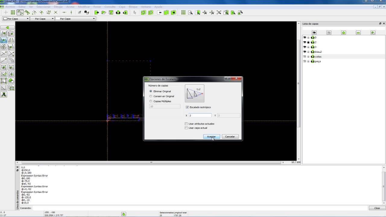 Tutorial Librecad. Hacer dibujos a escala. - YouTube