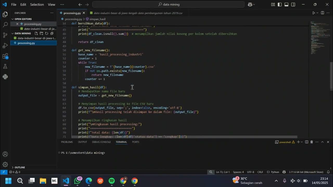 UTS Data Mining | Data Preprocessing menggunakan Python -Ahmad Muhlis Saifullah_221240001222 ...