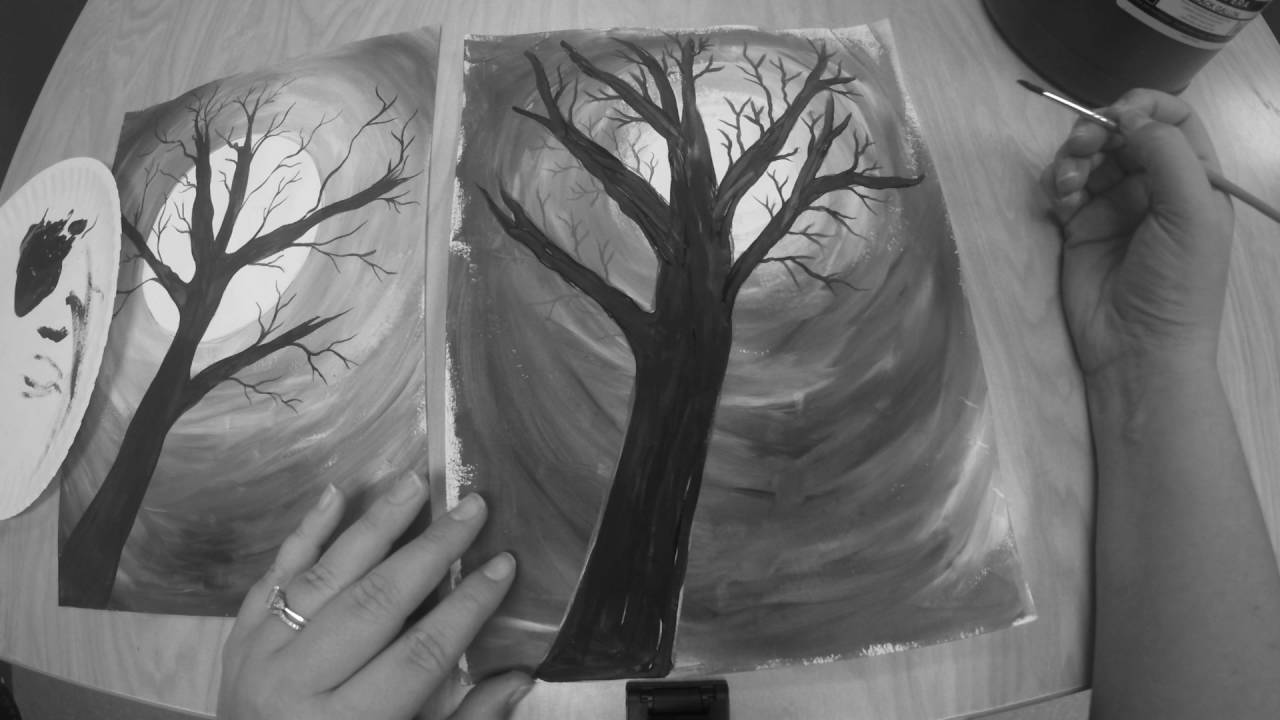 Spooky Tree Painting - YouTube
