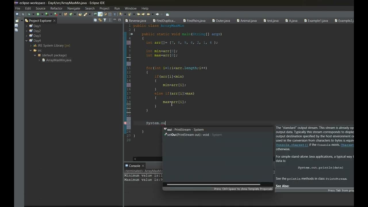 Java program to find the maximum and minimum value of an array. - YouTube